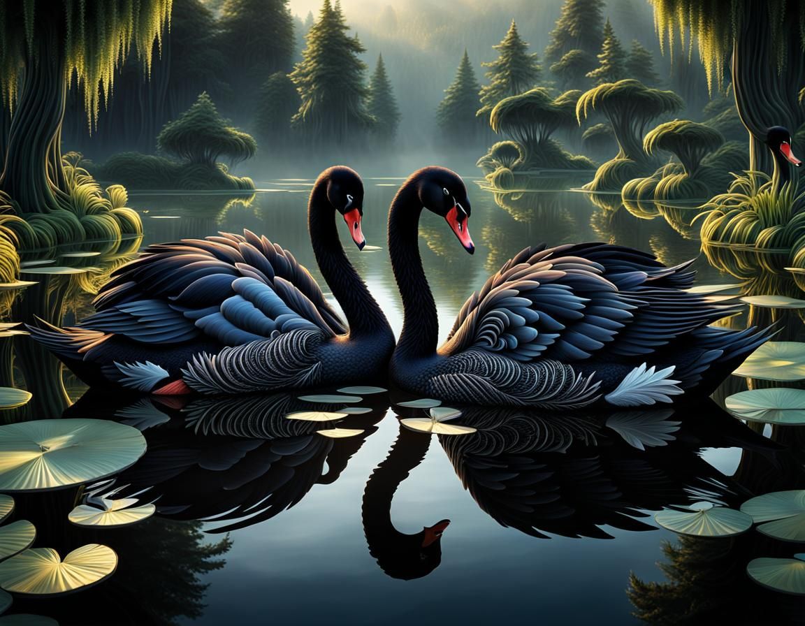 Beauty of the Black Swans - AI Generated Artwork - NightCafe Creator