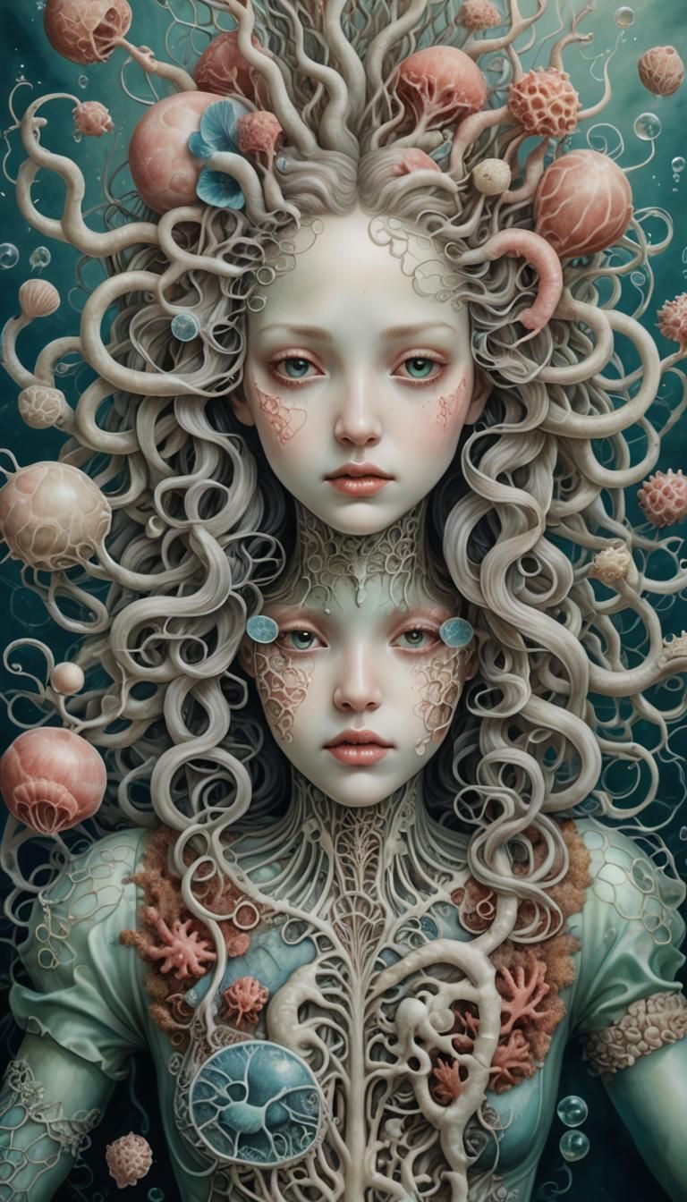 Hyperrealist Portrait in an Ocean of Transformed O... - AI Art