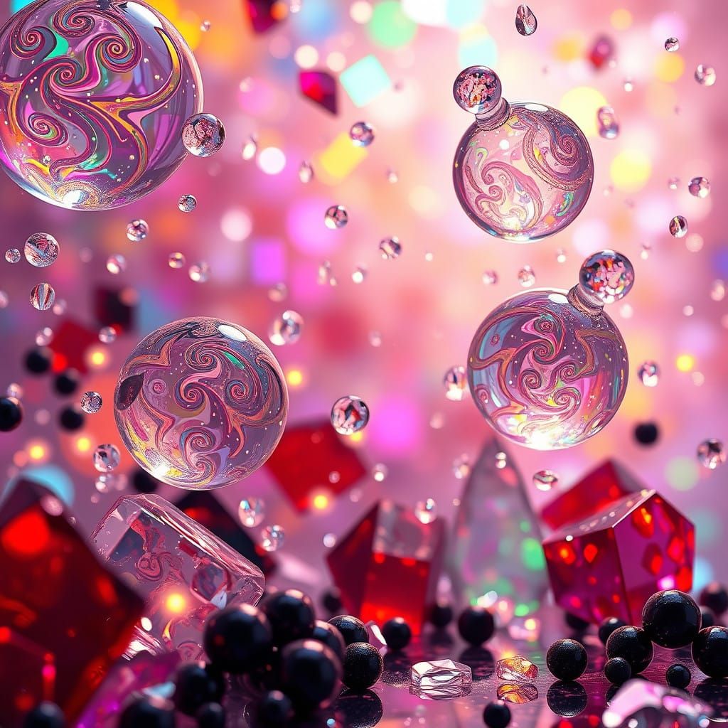 Dazzling Glass Marbles Merge with Kaleidoscope Col... - AI Art
