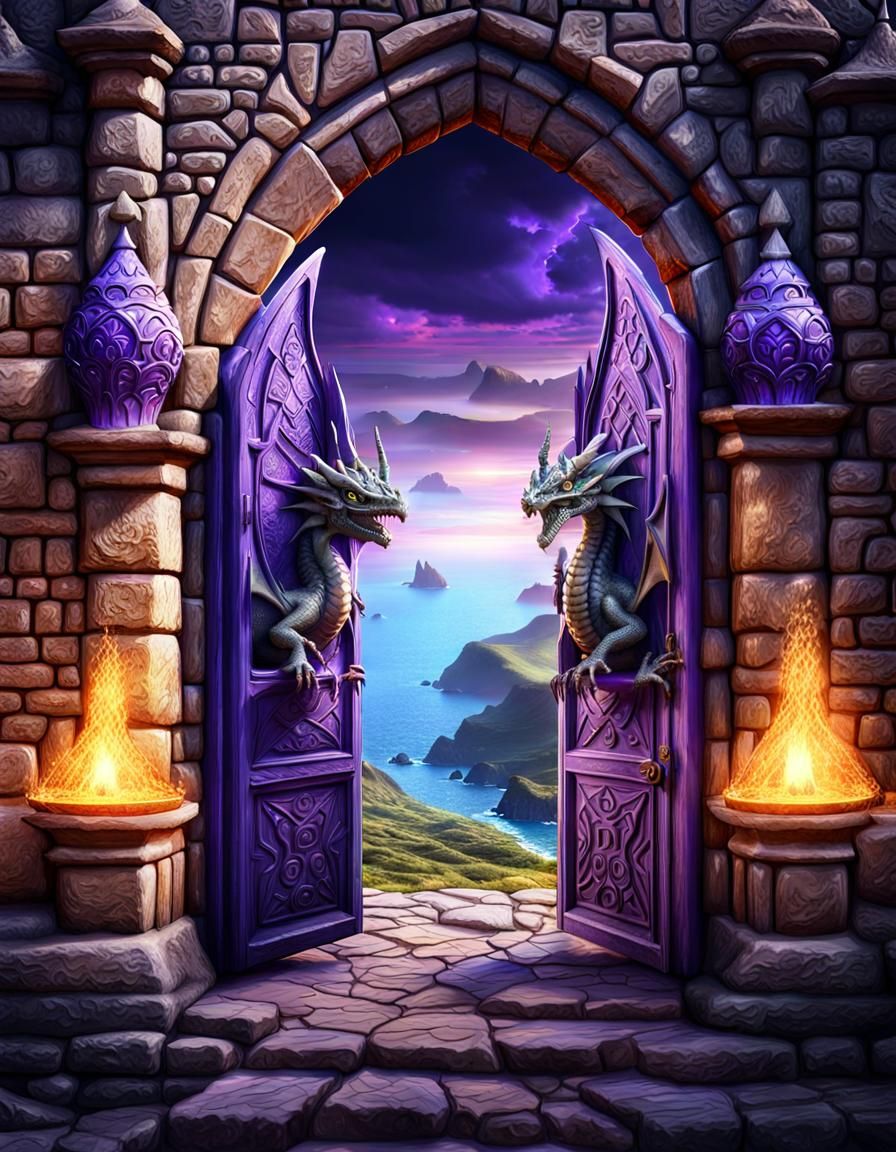 Dragons door Violet eyes Dragons den door The castle lands door gate ...