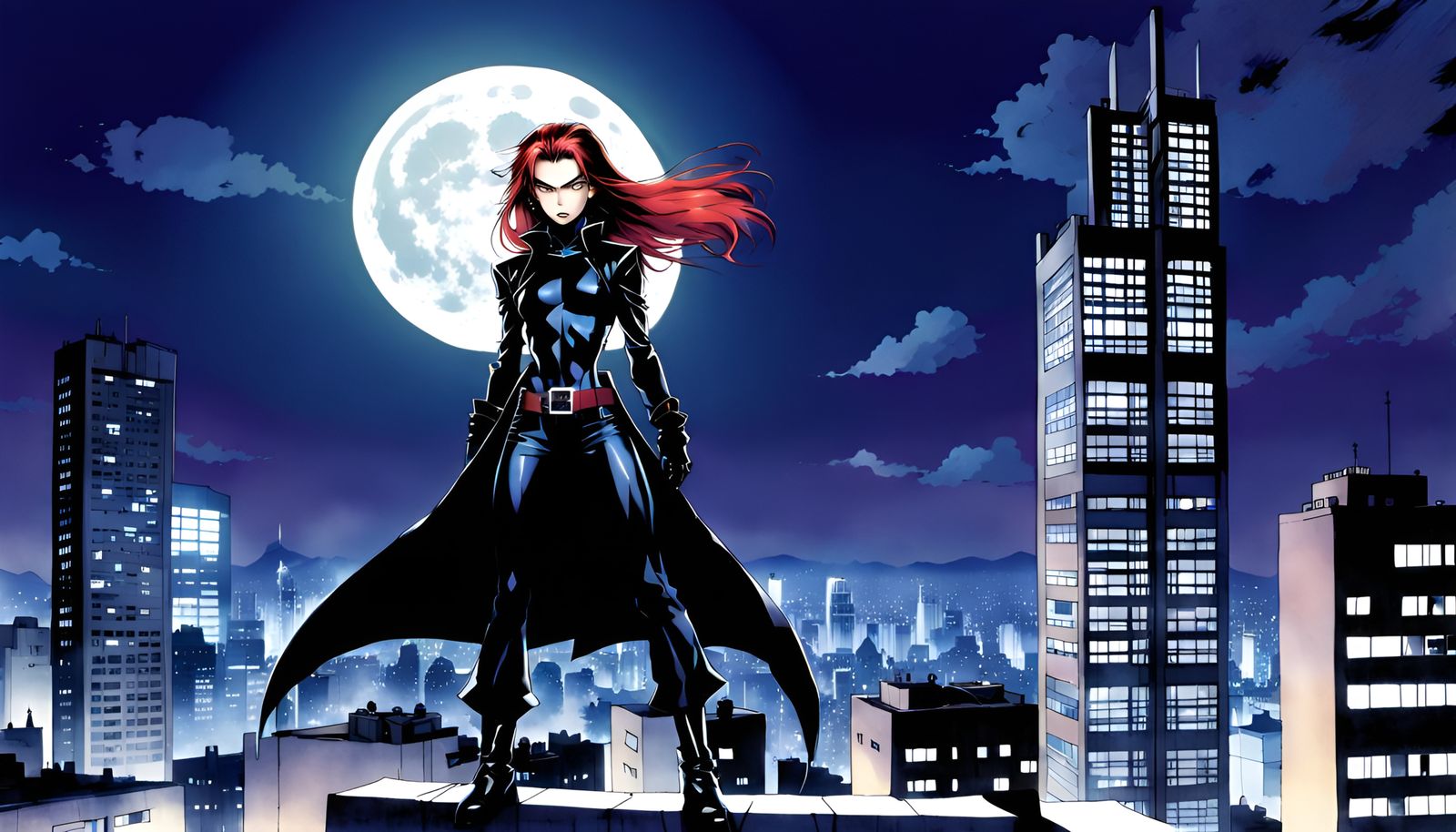 Gothic Rogue at Full Moon - AI Generated Artwork - NightCafe Creator