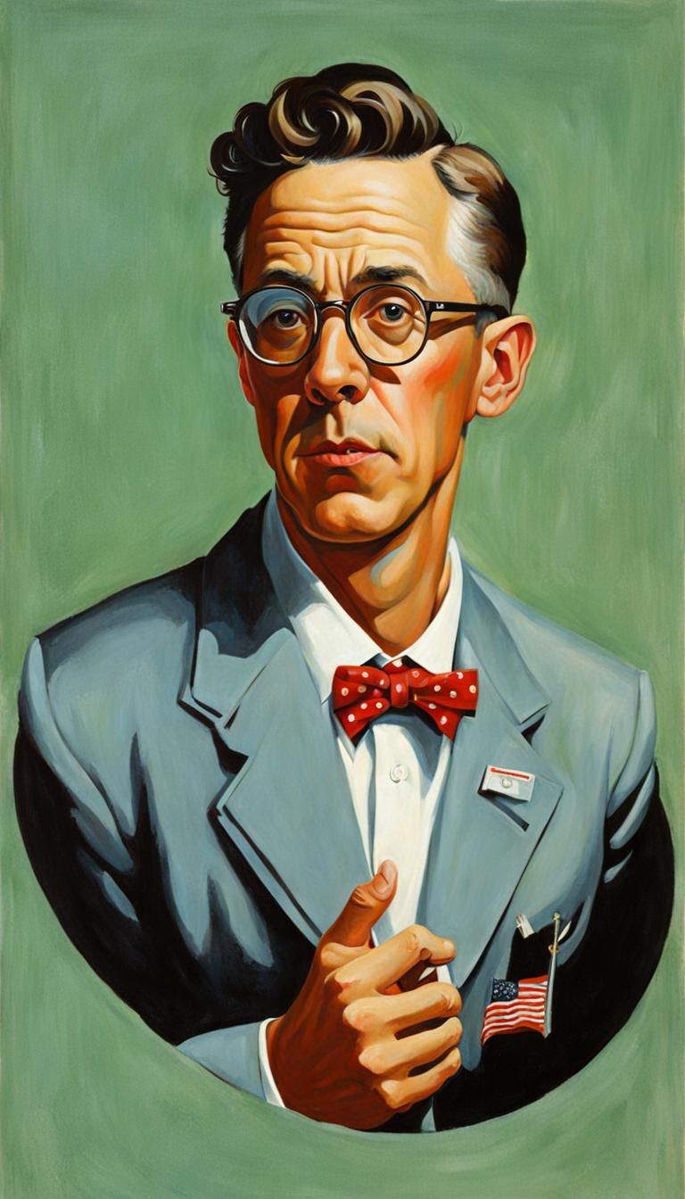 A self portrait of "Norman Rockwell" in the style of Norman Rockwell - AI Generated Artwork ...