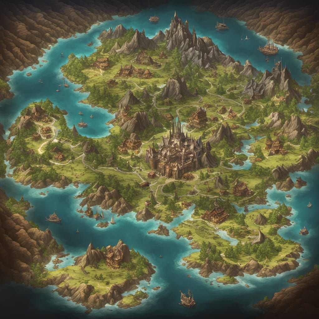 a fantasy mmorpg world map - AI Generated Artwork - NightCafe Creator