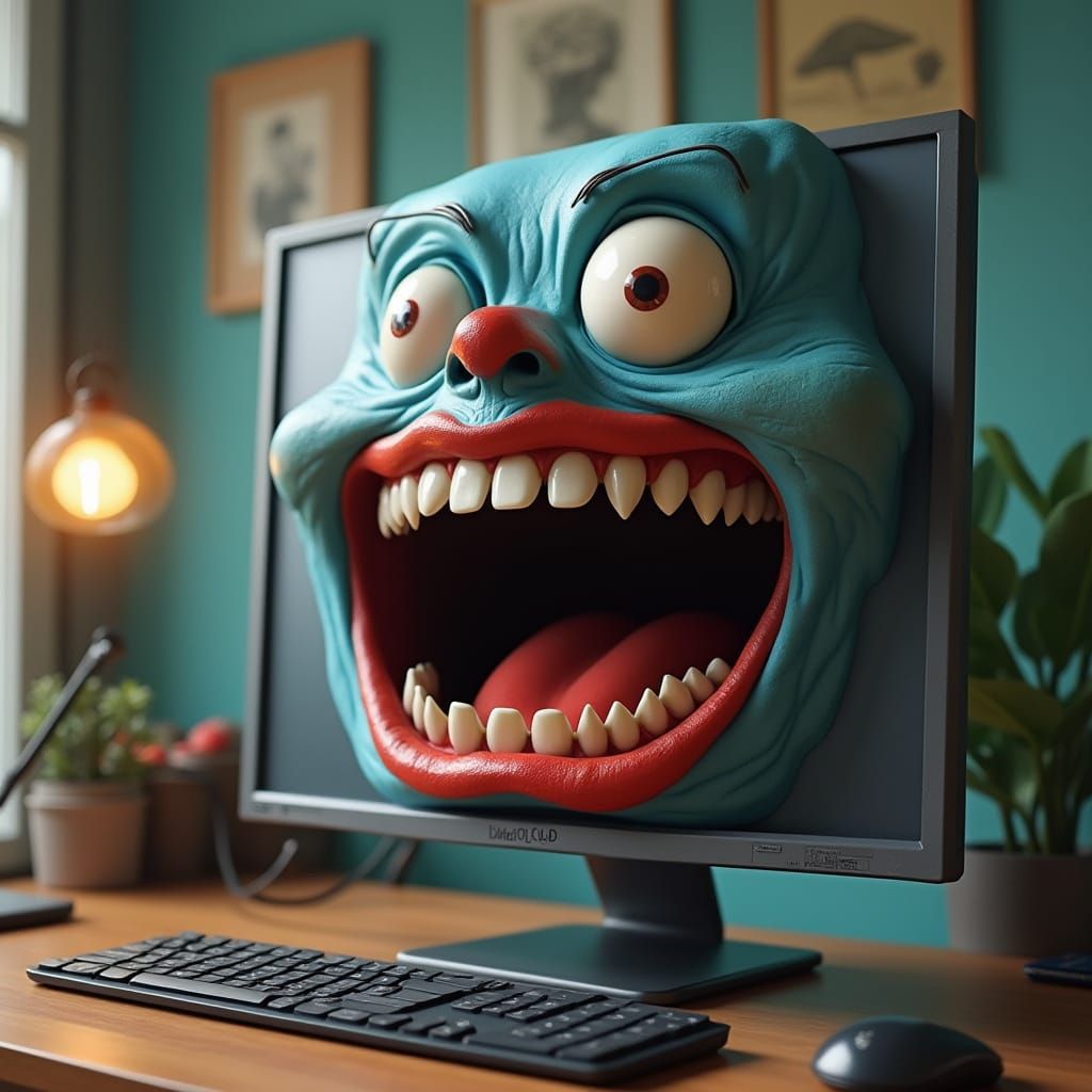 "Not Another Silly Prompt!" - Screaming Computer Monitor as ...