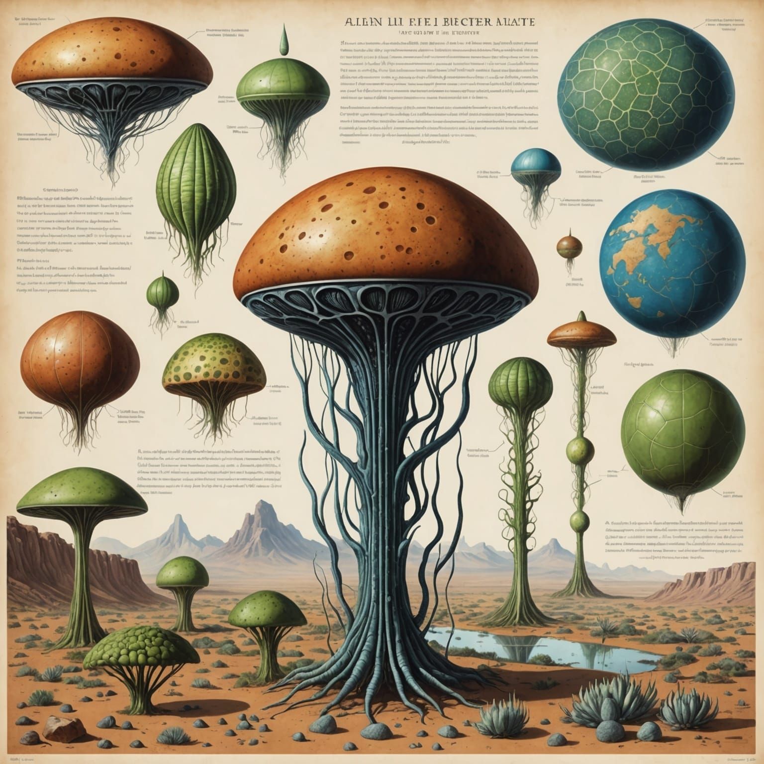 scientific diagrams and sketches of alien life forms as observed on an ...