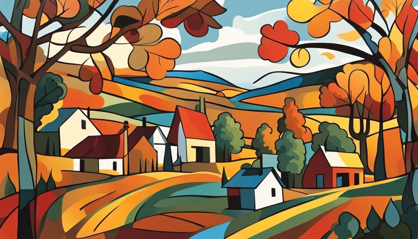 Fall country landscape in Pablo Picasso style - AI Generated Artwork ...