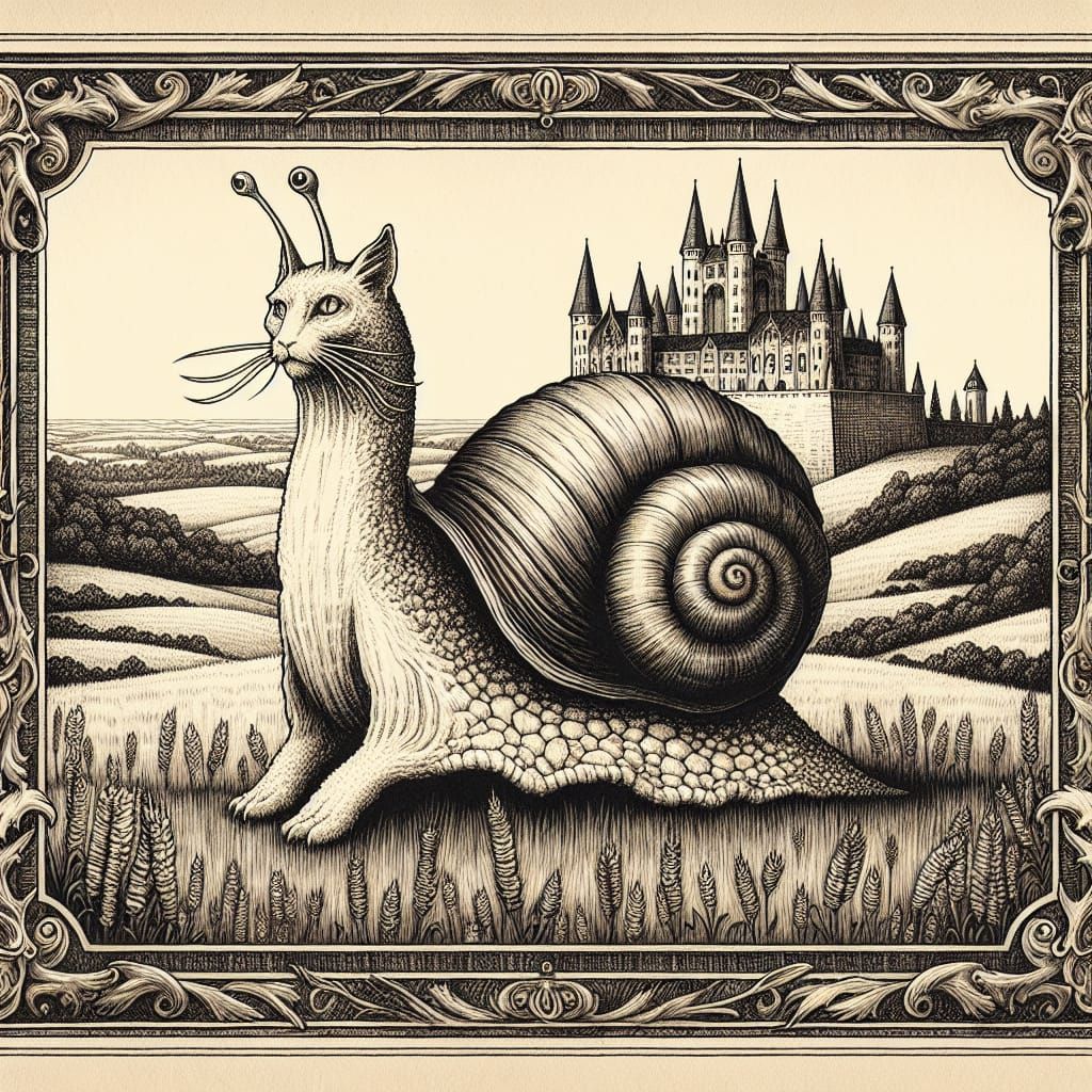 Cat-snail from medieval times. - Medieval Cat-Snail Hybrid ...