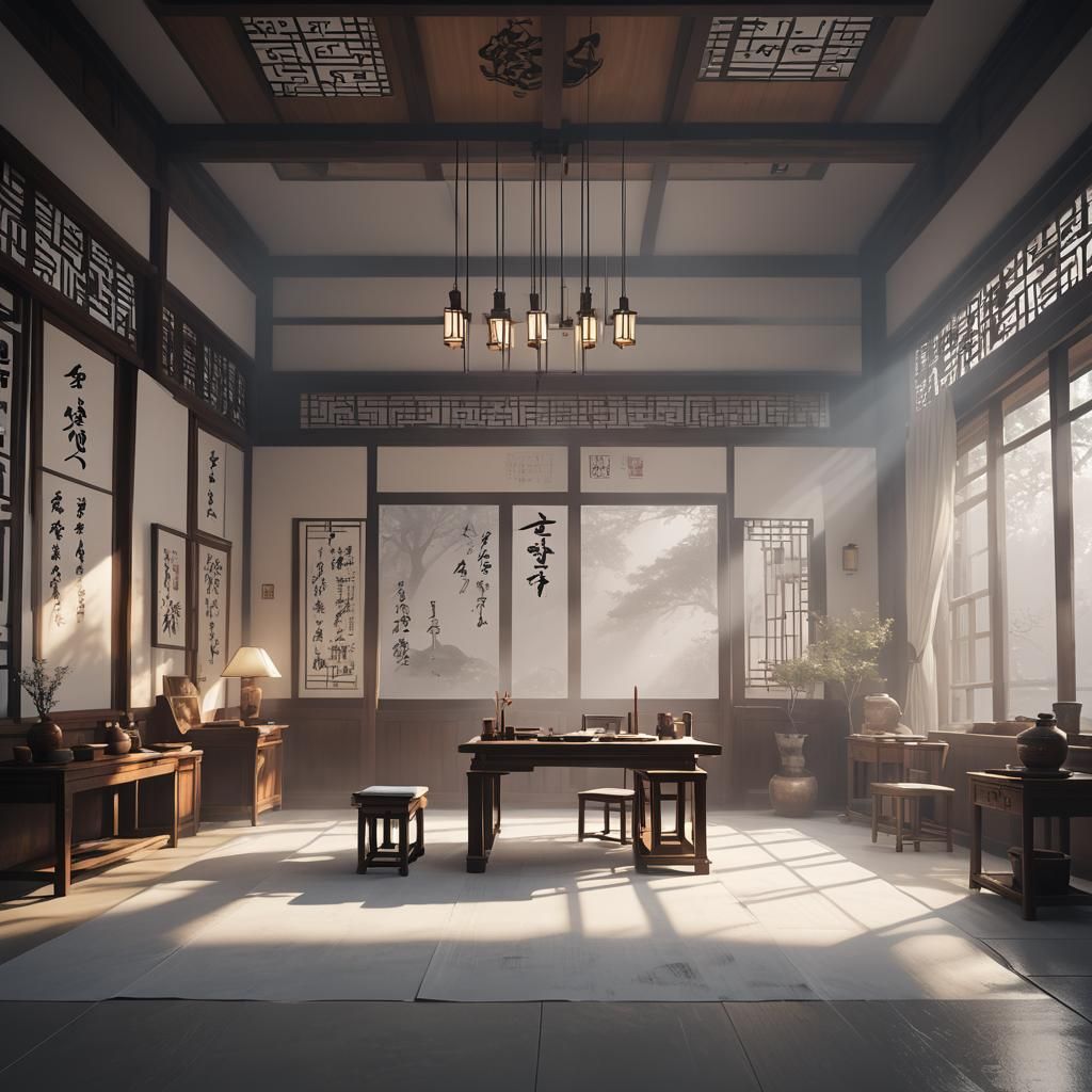 Chinese calligraphy studio - AI Generated Artwork - NightCafe Creator