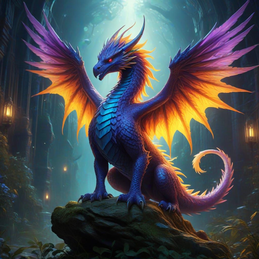 Baby Rook Dragon - Enchanted Creature of Wonder in Vibrant M...