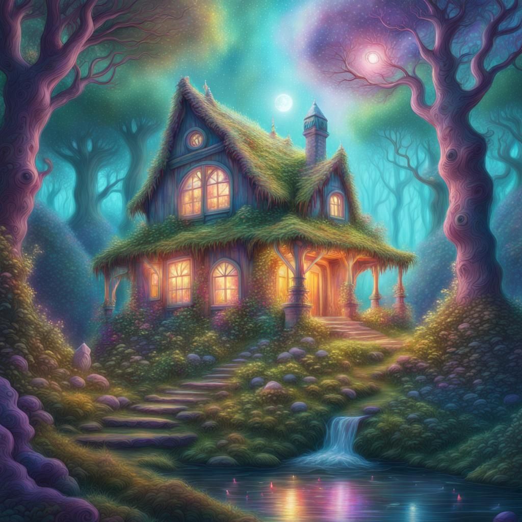 A fantasy cottage in the forest - AI Generated Artwork - NightCafe Creator