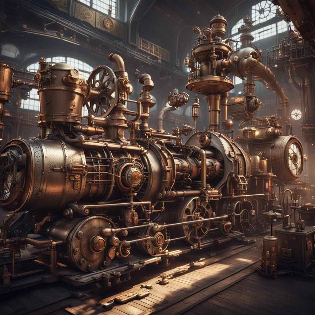 Steampunk Factory Wonderland - AI Generated Artwork - NightCafe Creator