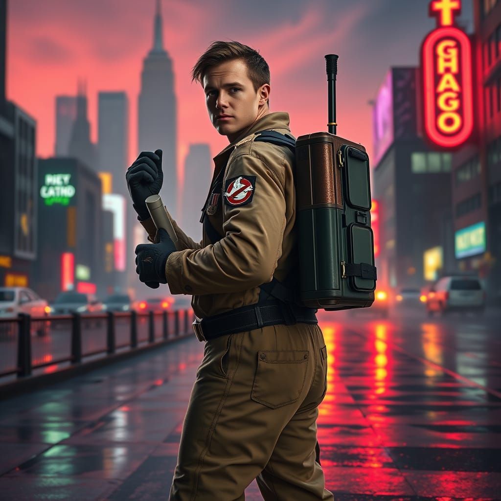 Ghostbuster 👻 with a Proton Pack - Ghostbuster in Futuristi...