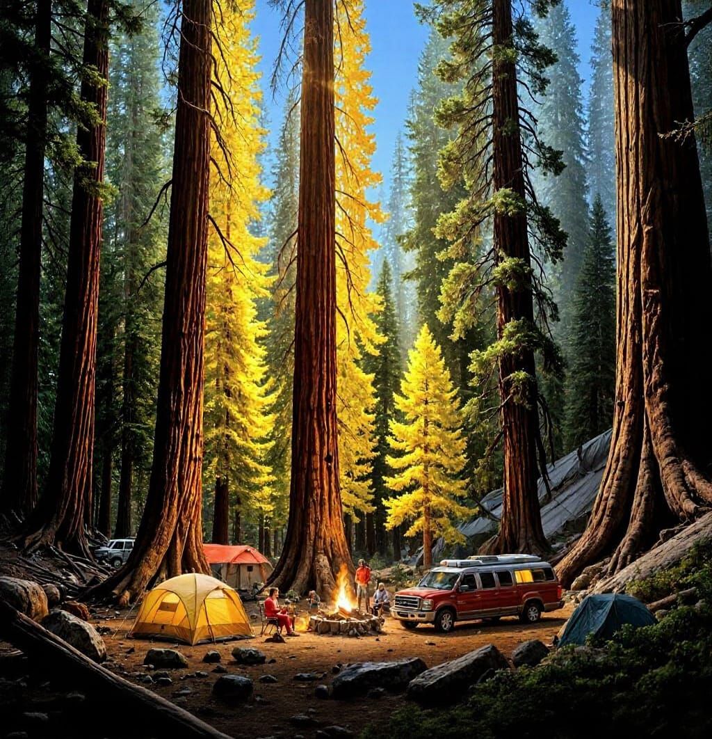 Camp Sequoia - Miniature Sequoia Camp: Hyperrealistic Carica...