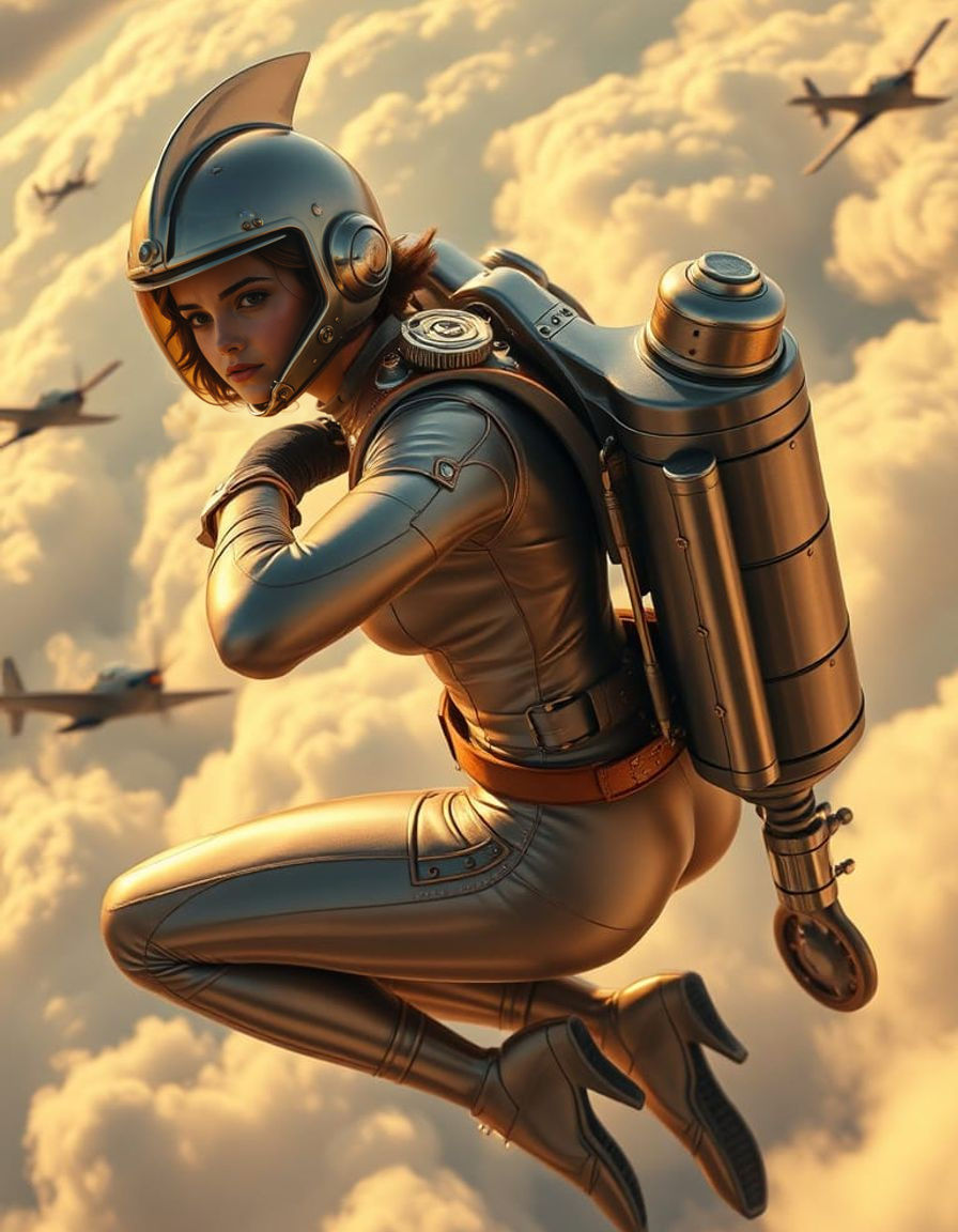 Emma Watson as The Rocketeer: A Retro Tech Heroine - AI Art