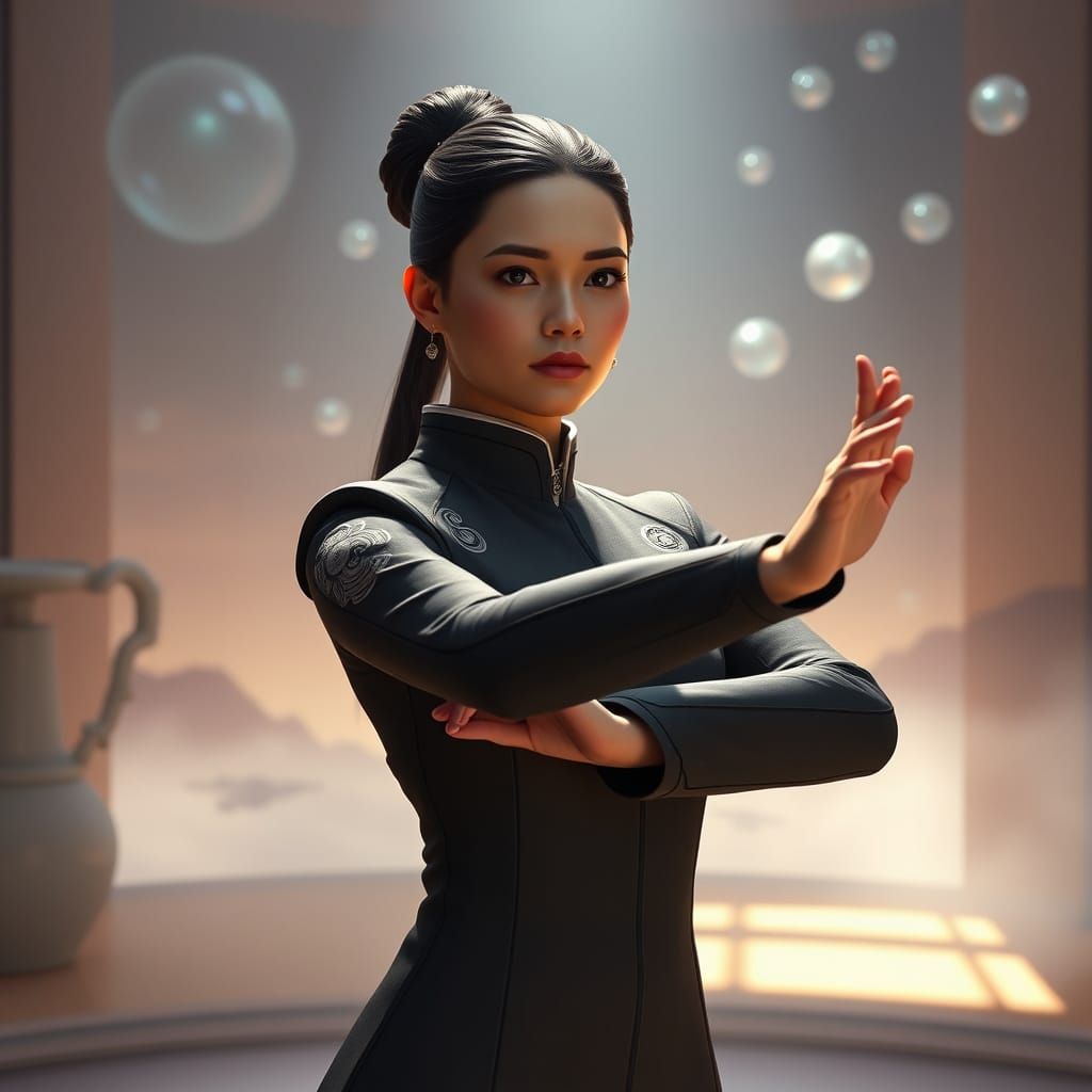 Serene Starfleet Officer in Zen Studio, Embodying ... - AI Art