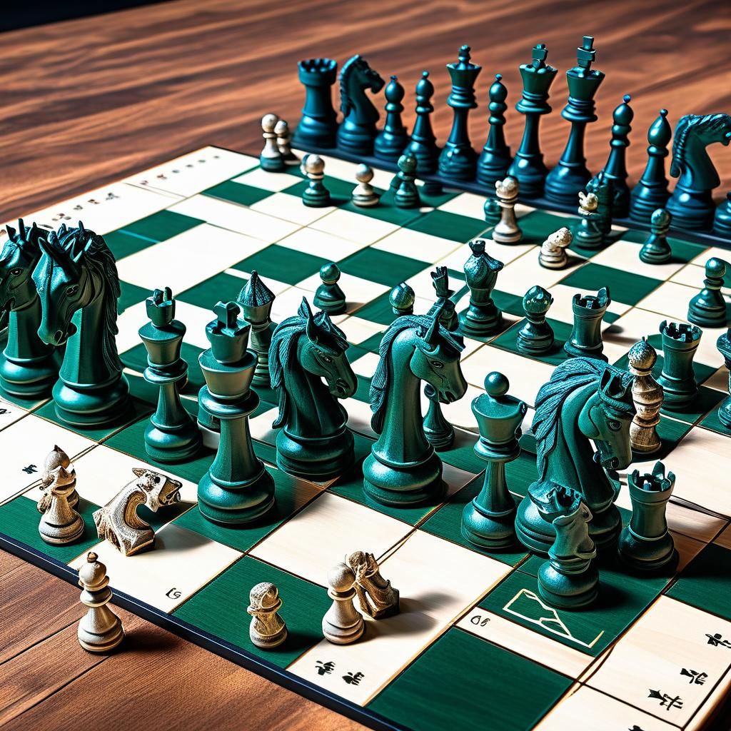 Chess board setup with mythical chess pieces - AI Generated Artwork ...