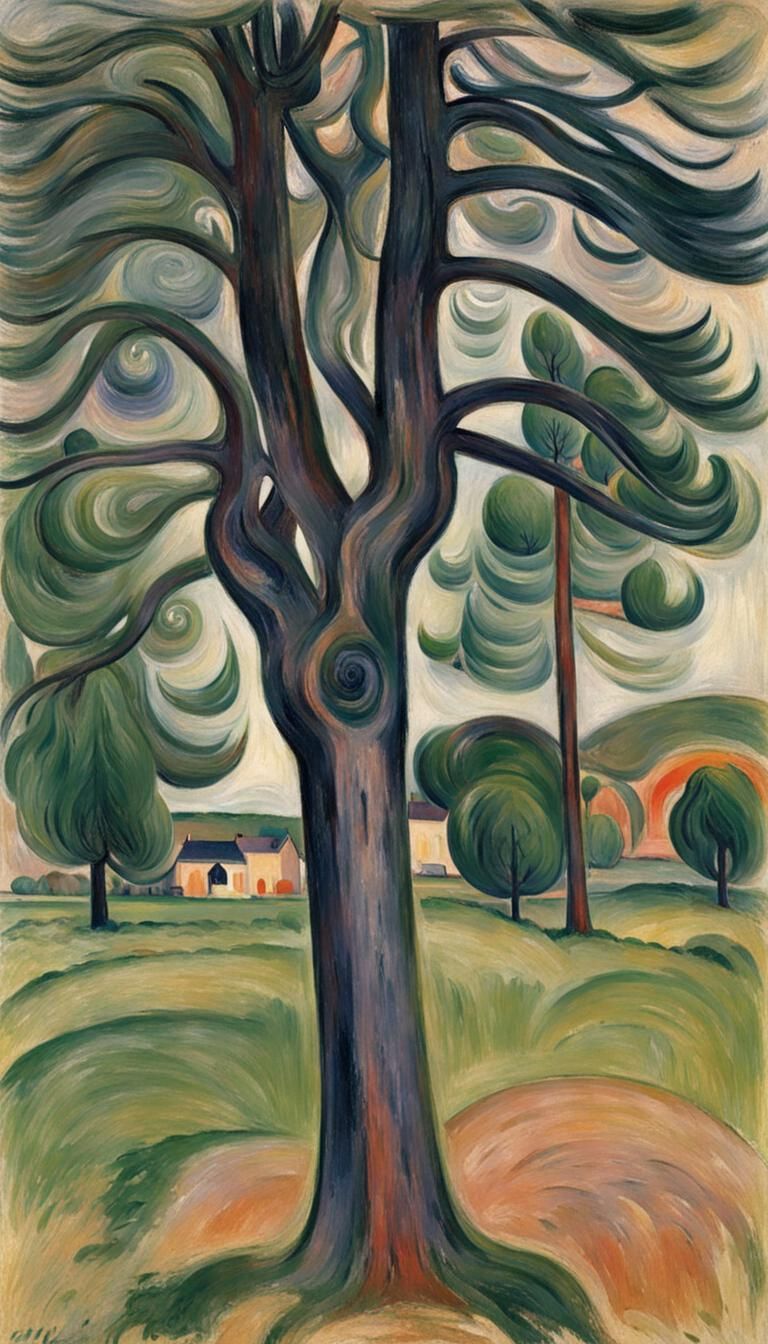 Tree by Edvard Munch - AI Generated Artwork - NightCafe Creator