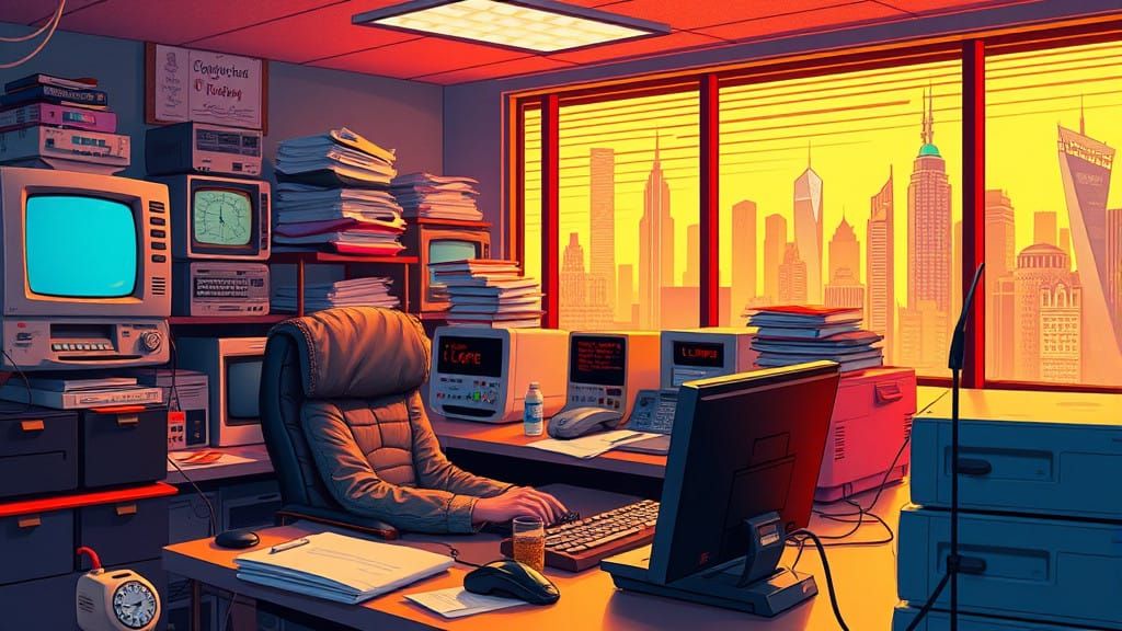 80s office - Nostalgic Office Worker in a Retro-Futuristic ...