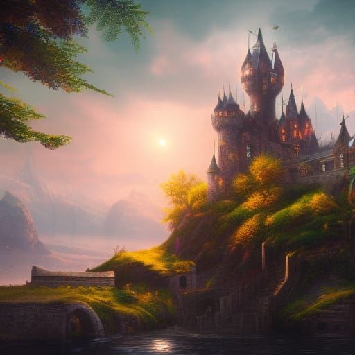 cottagecore castle view - AI Generated Artwork - NightCafe Creator