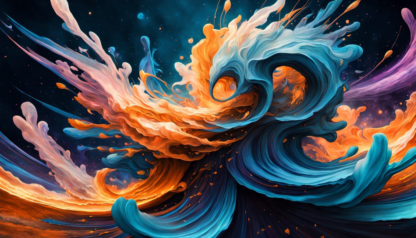 Cosmic Elemental Dance in Vibrant Harmony - AI Art