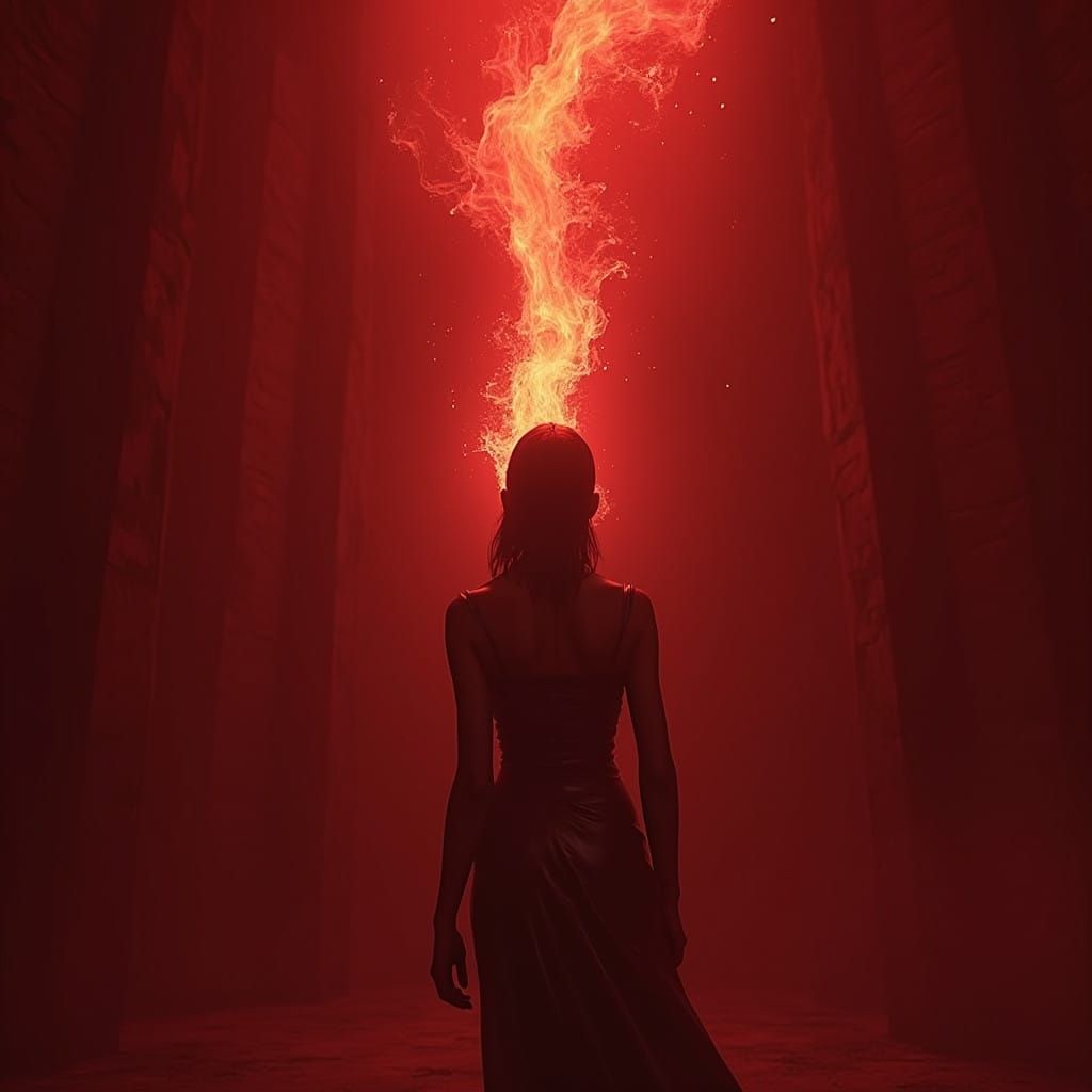 in a dark red place - Ethereal Woman in Scarlet Realms