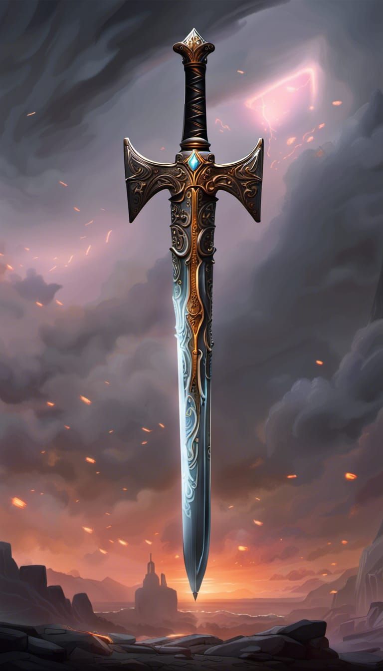 close view of glowing arthurian sword - AI Generated Artwork ...