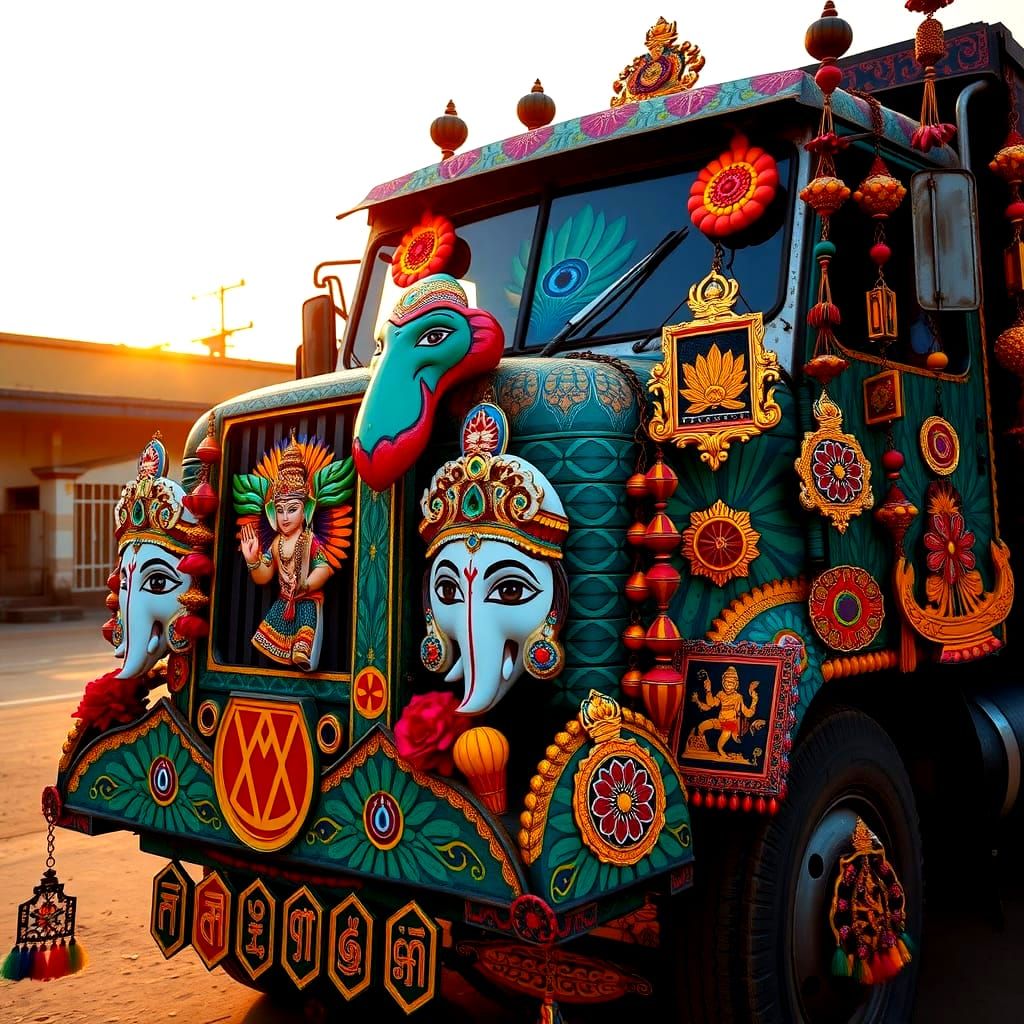A truck from India with painted - A truck from India with pa...