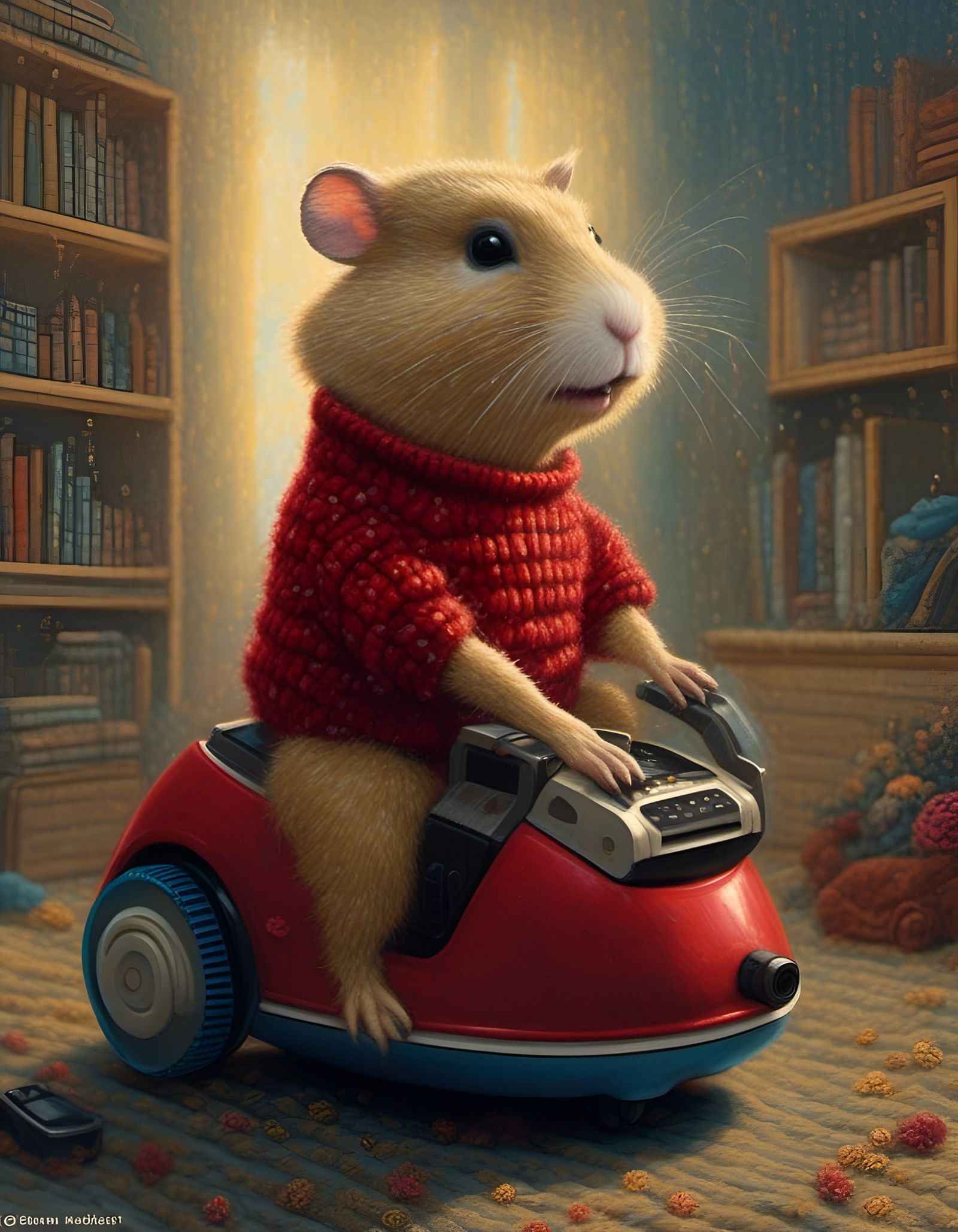 Hamster on his robot vacuum cleaner. - AI Generated Artwork - NightCafe ...