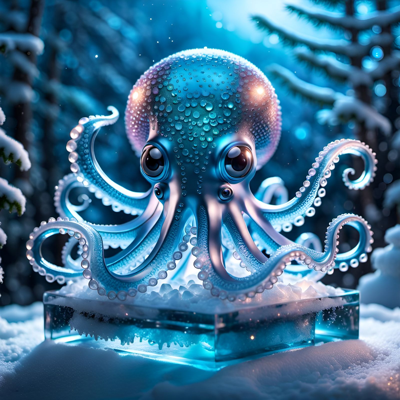 Octopus Ice Sculpture - AI Generated Artwork - NightCafe Creator