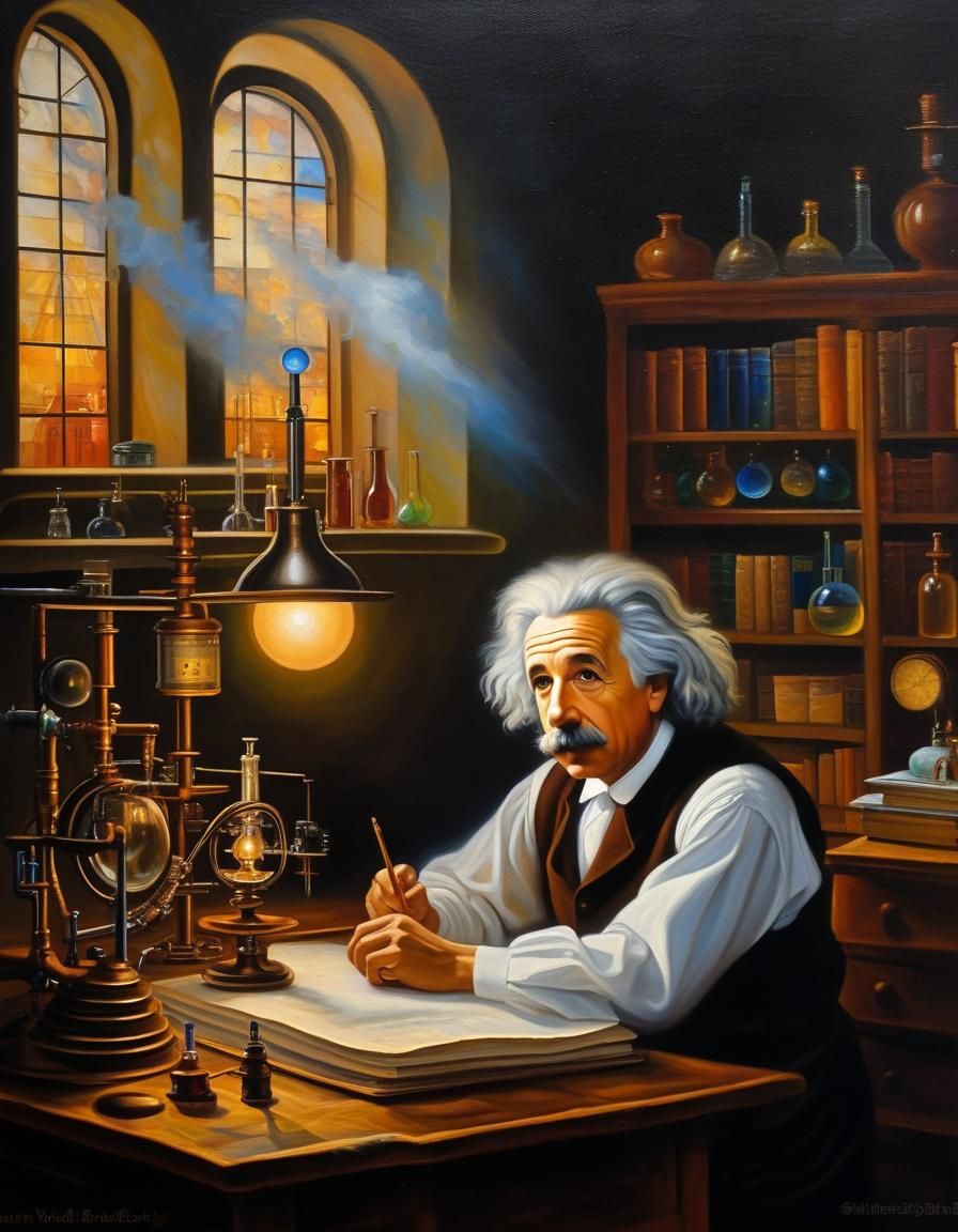 Einstein in his lab 02 - AI Generated Artwork - NightCafe Creator