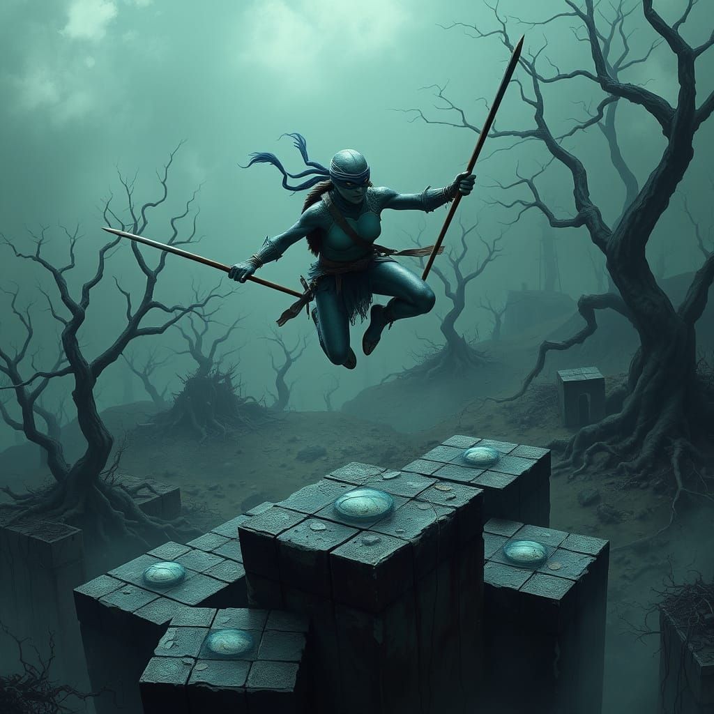 Gothic Ninja Turtle Warrior in Necrotic, Earthy La... - AI Art