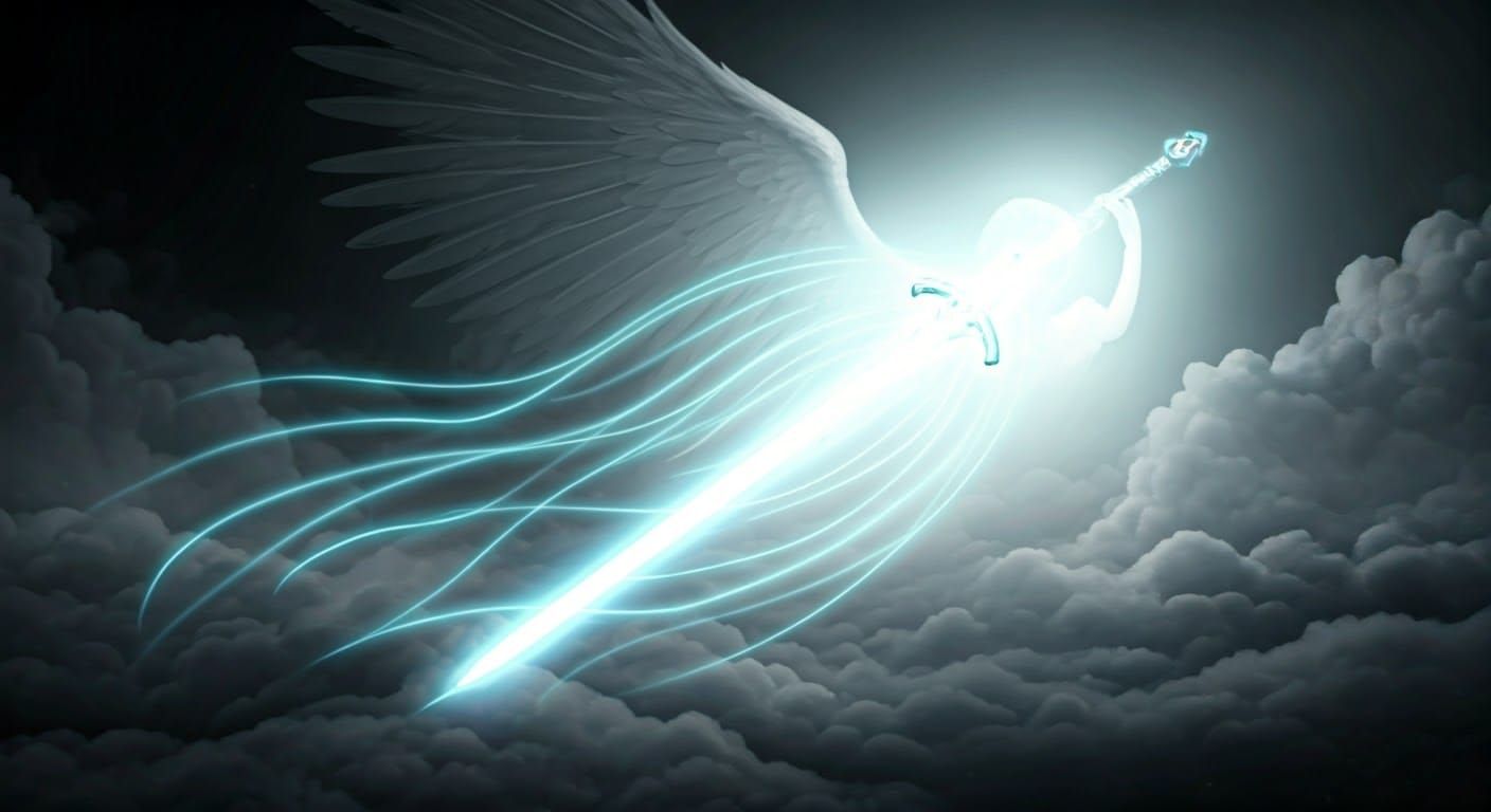 Angelic Sword - Angelic Warrior Wields Ethereal Wind Sword