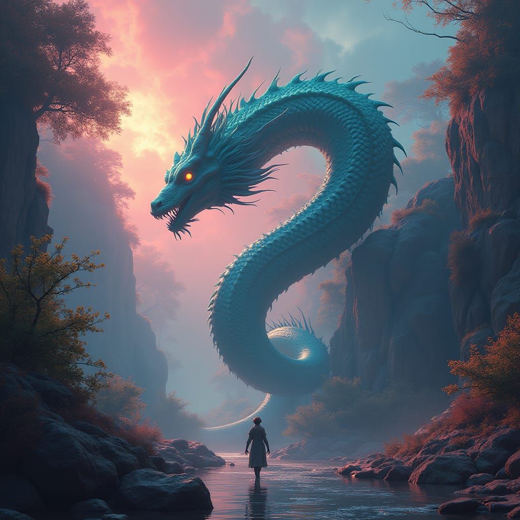 Hydra mixed with AI - AI Hydra in Mystical Realm: Matte Pain...