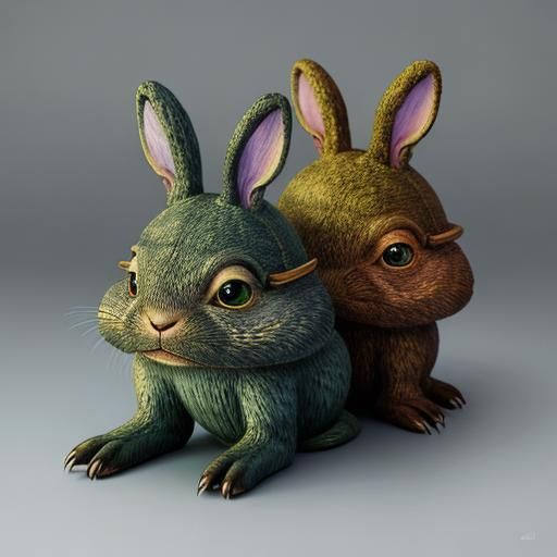 Realistic Alien Rabbit in the Style of Rabin and M... - AI Art