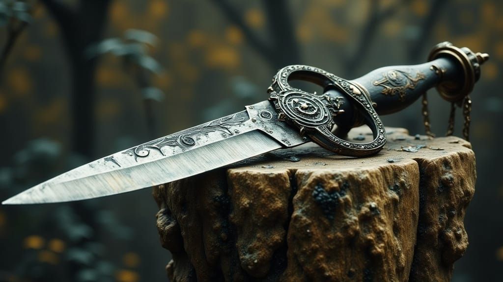 Mystical Dagger in Ethereal Light - AI Art