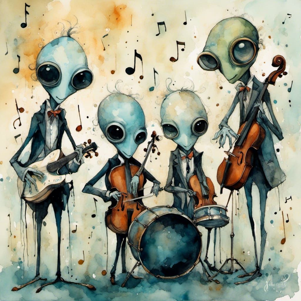 Alien Théorie group in concert - AI Generated Artwork - NightCafe Creator