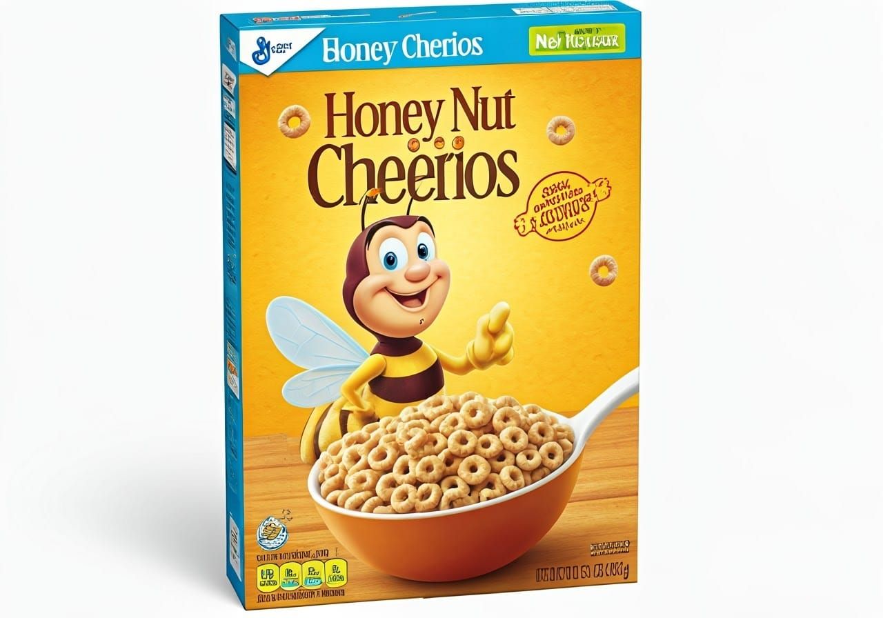 "Bee happy, Bee healthy!" - Bee in Cheerios Bowl with Breakf...