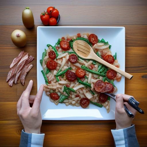 alien cooking rice with bacon - AI Generated Artwork - NightCafe Creator