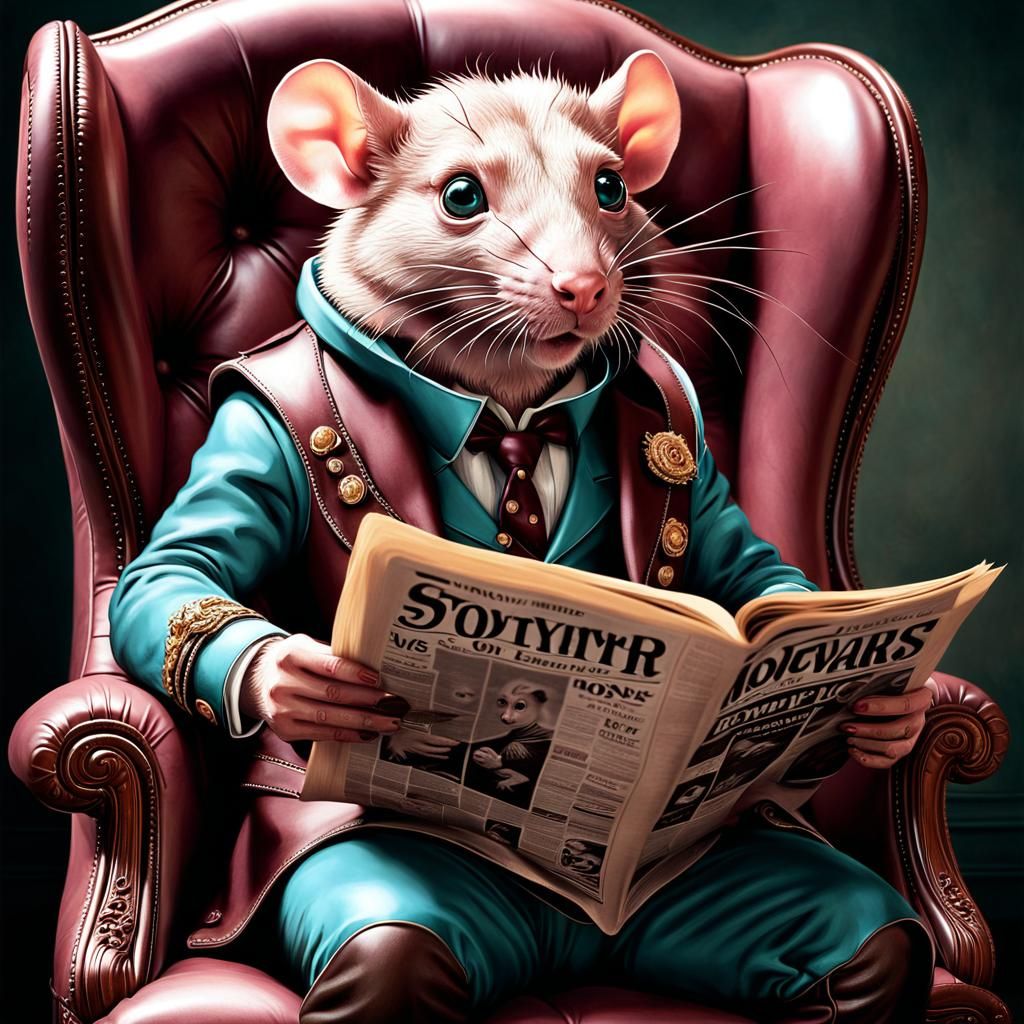 Rat reading newspaper - AI Generated Artwork - NightCafe Creator