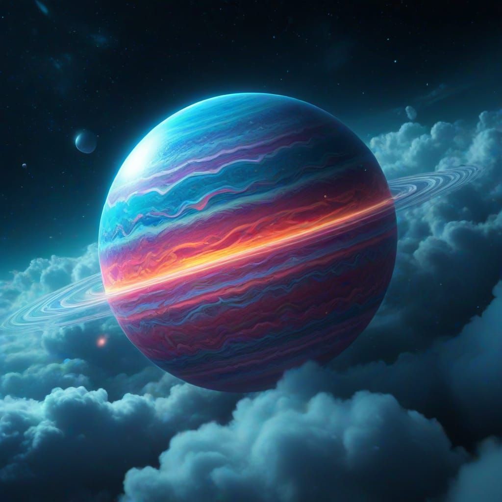 Uranus Planet - Glowing Uranus Planet in Iridescent Astral C...