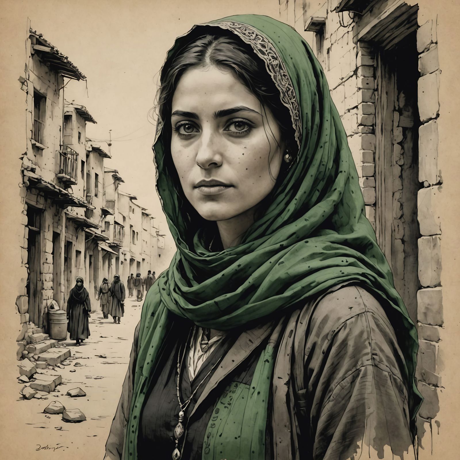 غادة (Ghada) | 🇵🇸 sketch artist style (Stable Core)