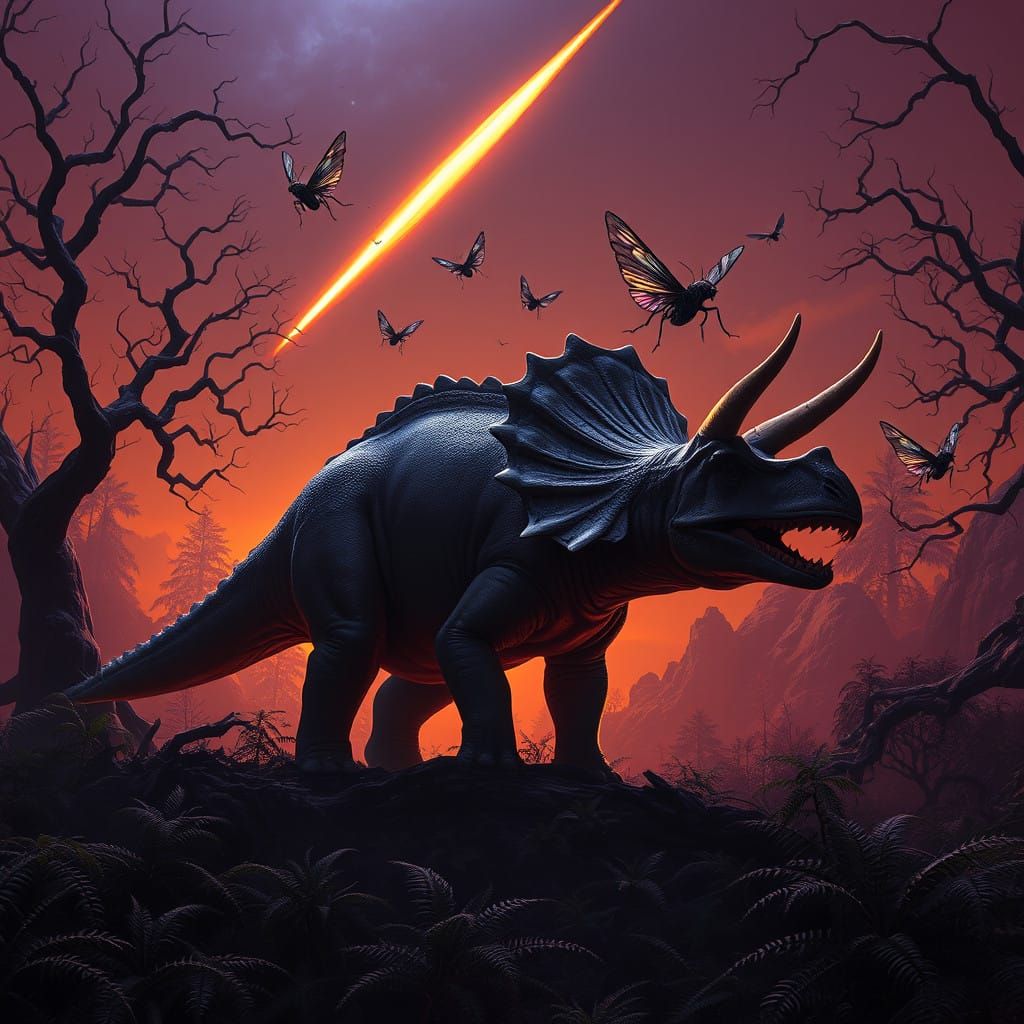 Hyperrealistic Triceratops in Dark Fantasy Landsca... - AI Art