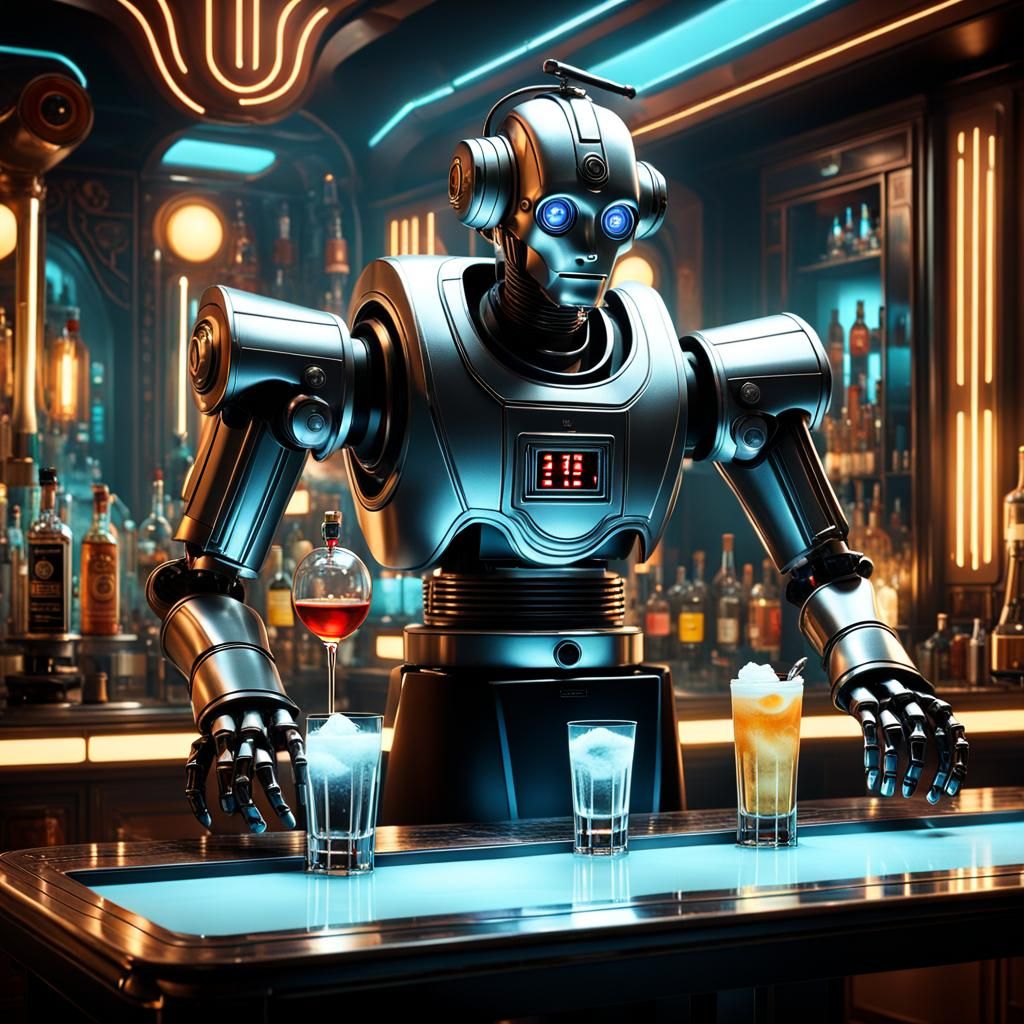 Robotic Bartender - AI Generated Artwork - NightCafe Creator