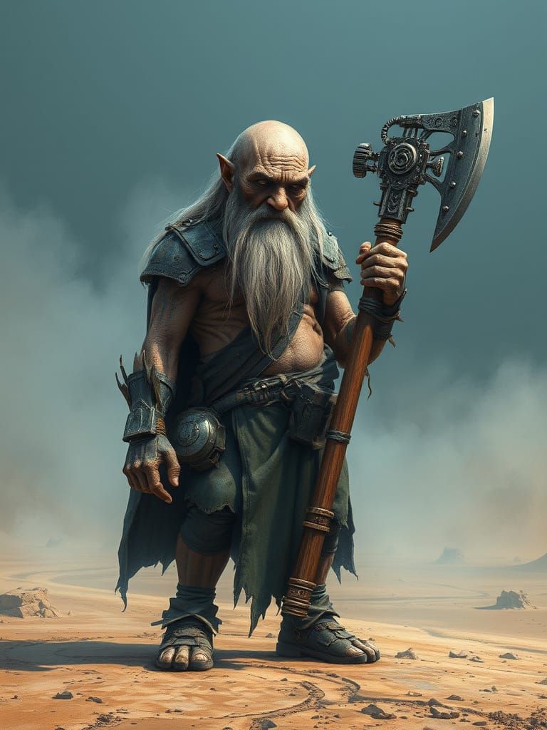 cyberpunk old evil wrinkled dwarf - Cyberpunk Dwarf in Mute...