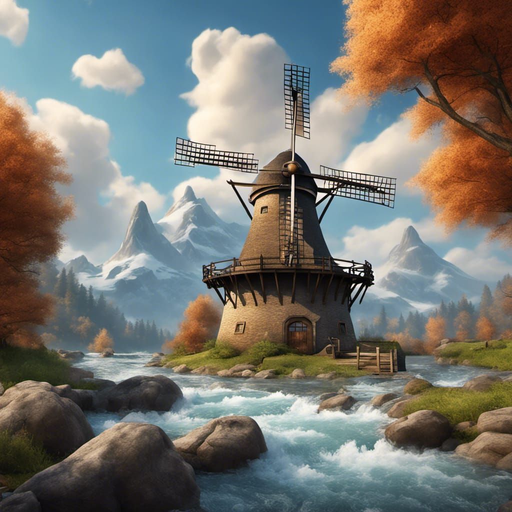 Holland Windmill - AI Generated Artwork - NightCafe Creator