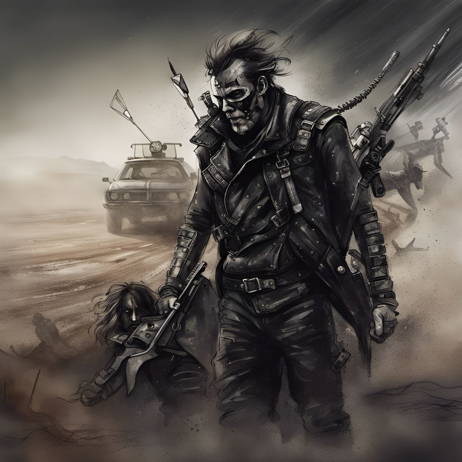 Mad Max road warrior, gritty, gloomy, desperate Beautiful: by Stephen ...