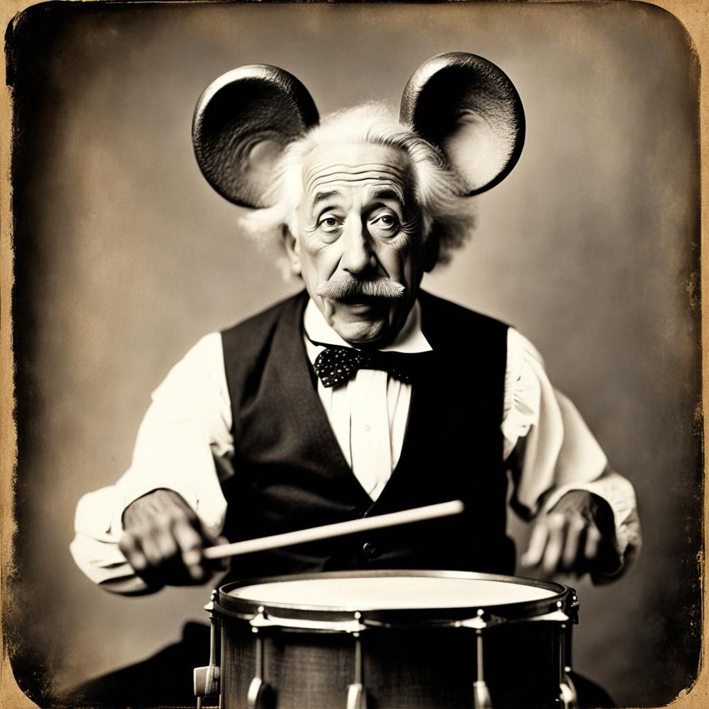 Mickey Einstein playing drumming - AI Generated Artwork - NightCafe Creator
