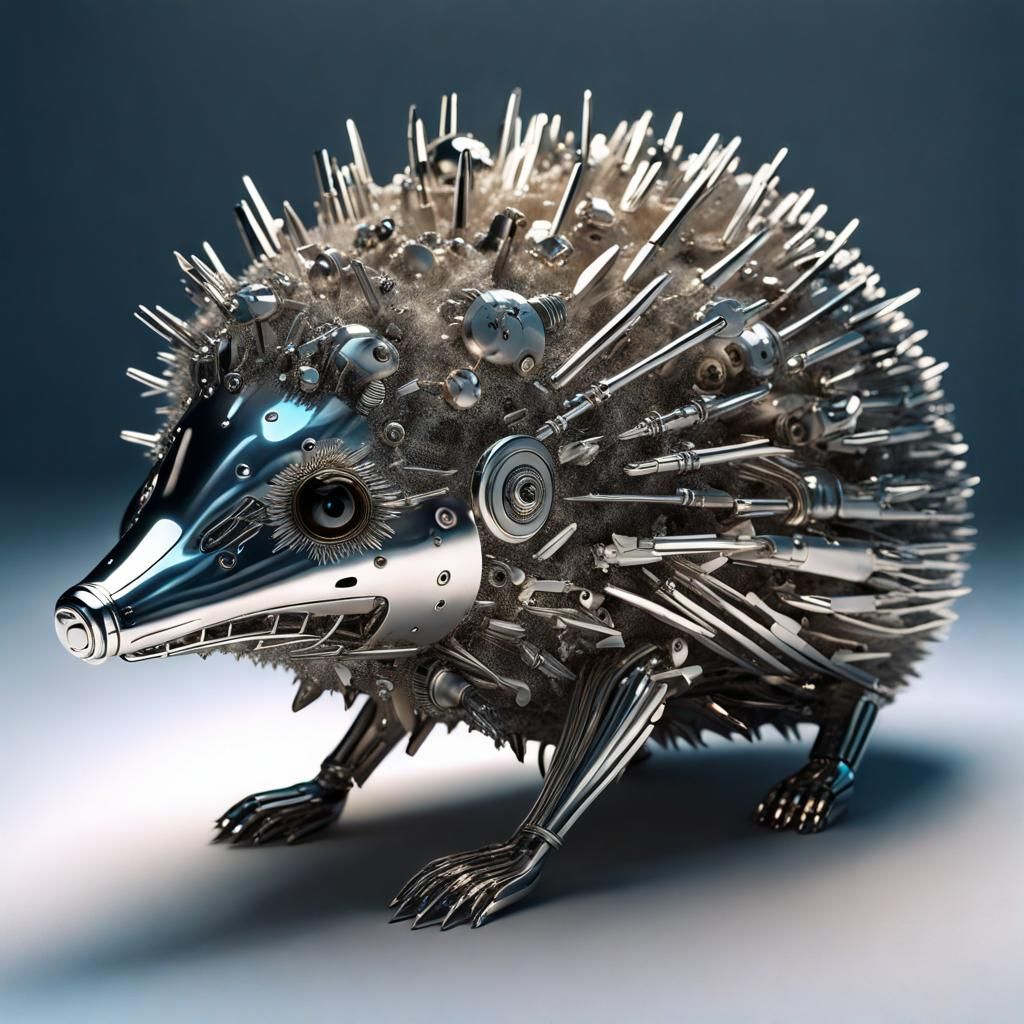Recycled Metal Hedgehog Sculpture - AI Generated Artwork - NightCafe ...