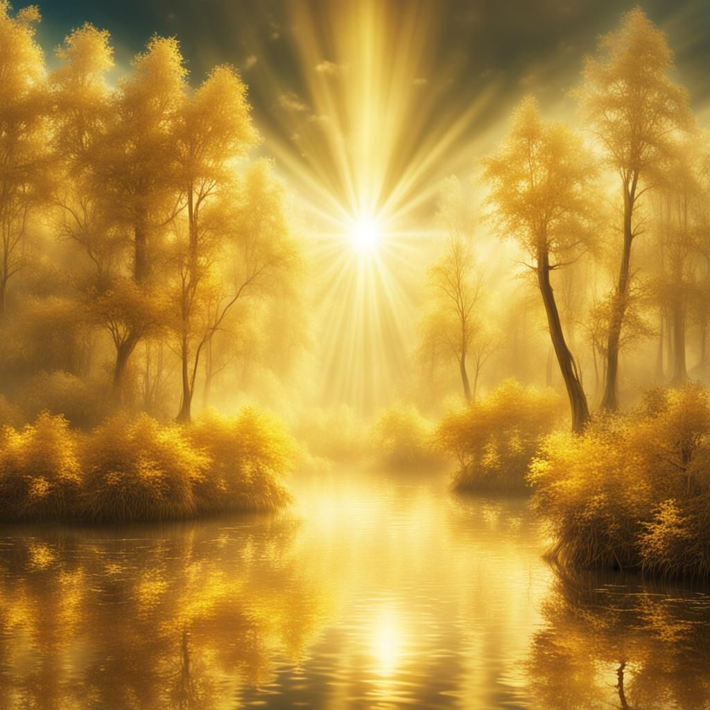 A golden swamp made out of glittery bright gold - AI Generated Artwork ...