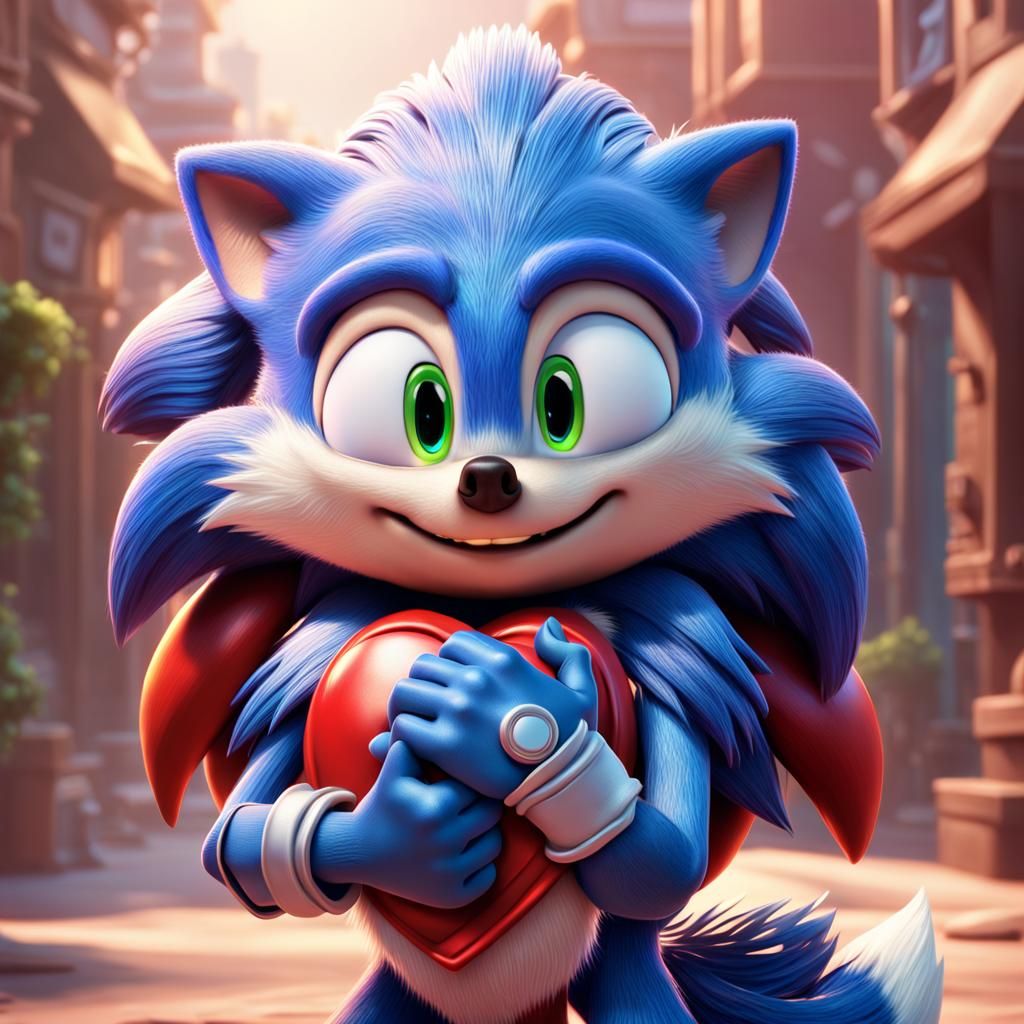 Sonic the Hedgehog hugging Knuckles and putting her hand in his chest ...